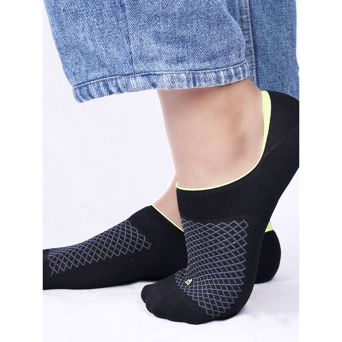 Buy Footprints Black Organic Cotton Bamboo Anti Slip Silicon Grip Low ...