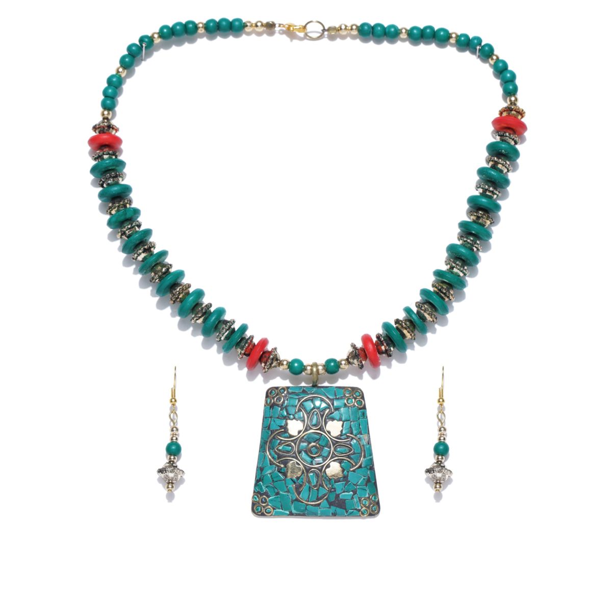Prita Gold-Plated Beaded Jewellery Set In Blue And Red Color: Buy Prita ...
