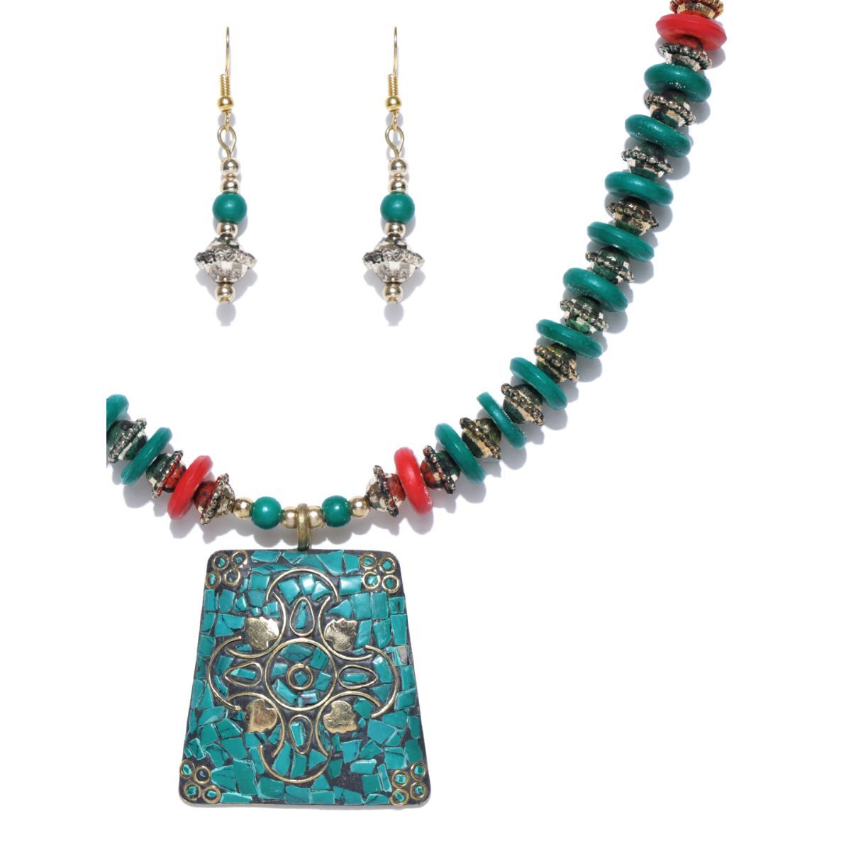 Prita Gold-Plated Beaded Jewellery Set In Blue And Red Color: Buy Prita ...