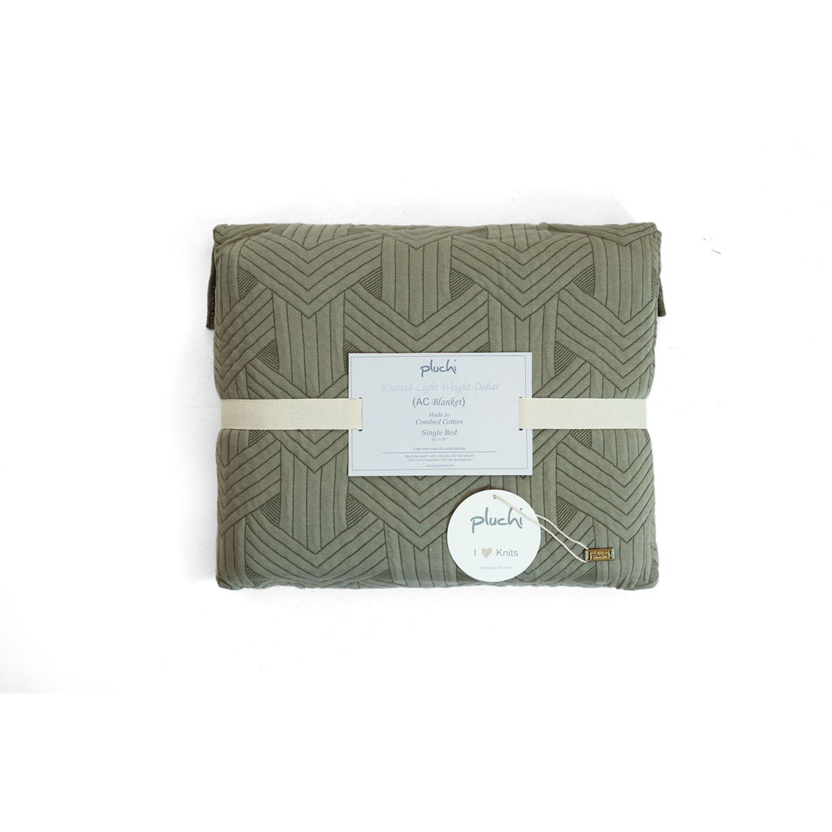 Buy PLUCHI Parquet Two Tone Oak and Seaweed Green Cotton Knitted Single ...