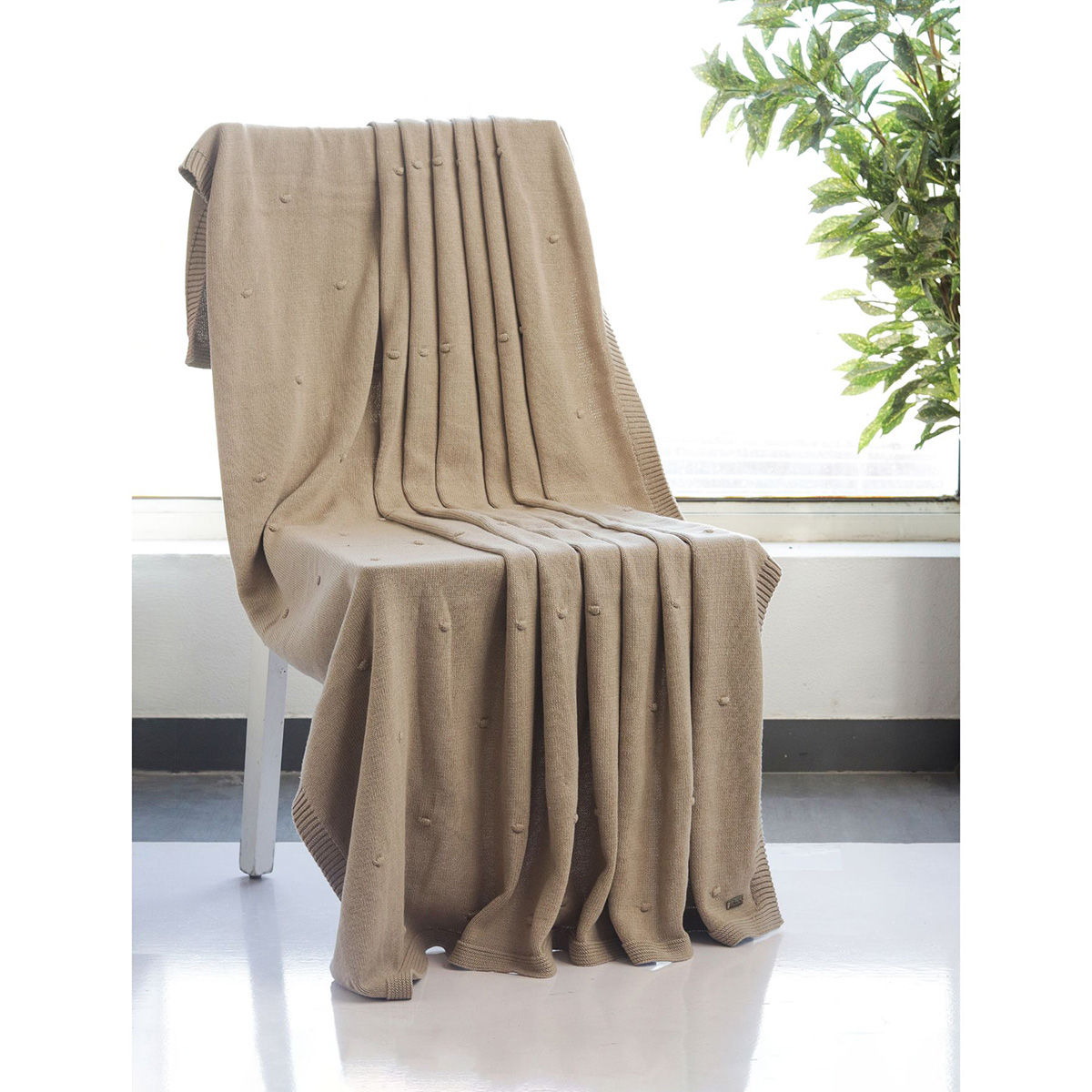 Buy PLUCHI Bubble Sandy Brown Pure Cotton Knitted All Season Ac Throw ...
