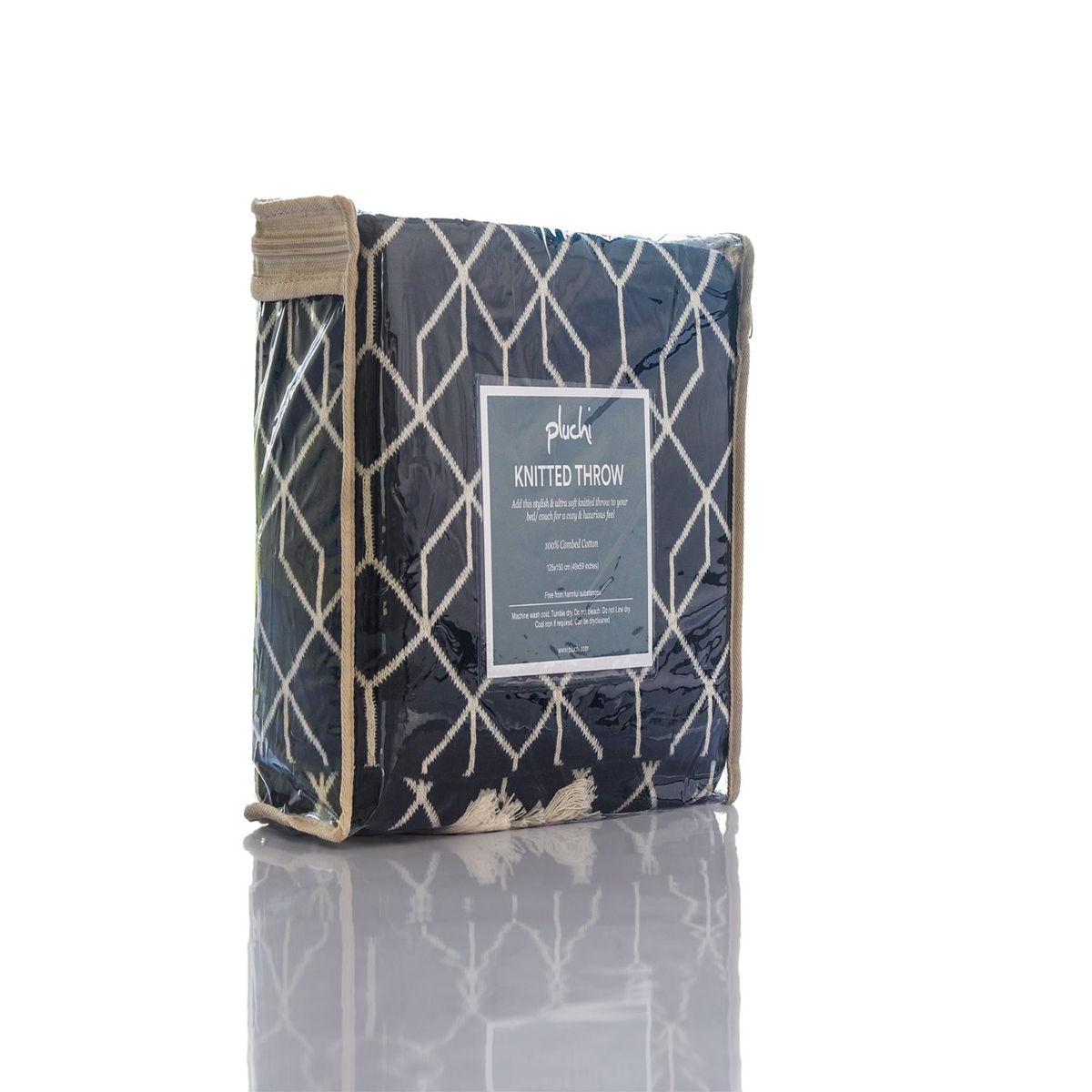 Buy PLUCHI Trellis Black and Natural Pure Cotton Knitted All Season Ac ...