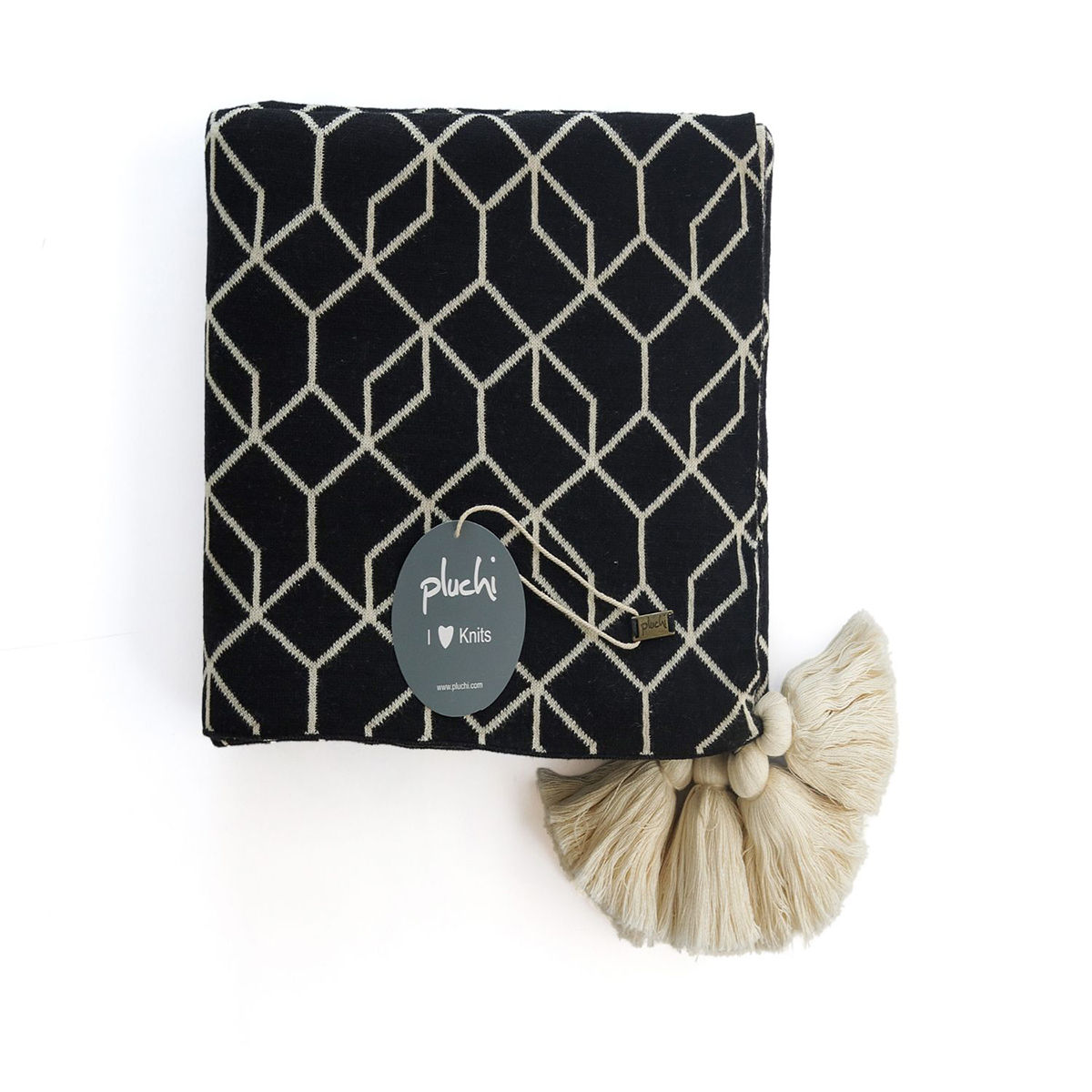 Buy PLUCHI Trellis Black and Natural Pure Cotton Knitted All Season Ac ...