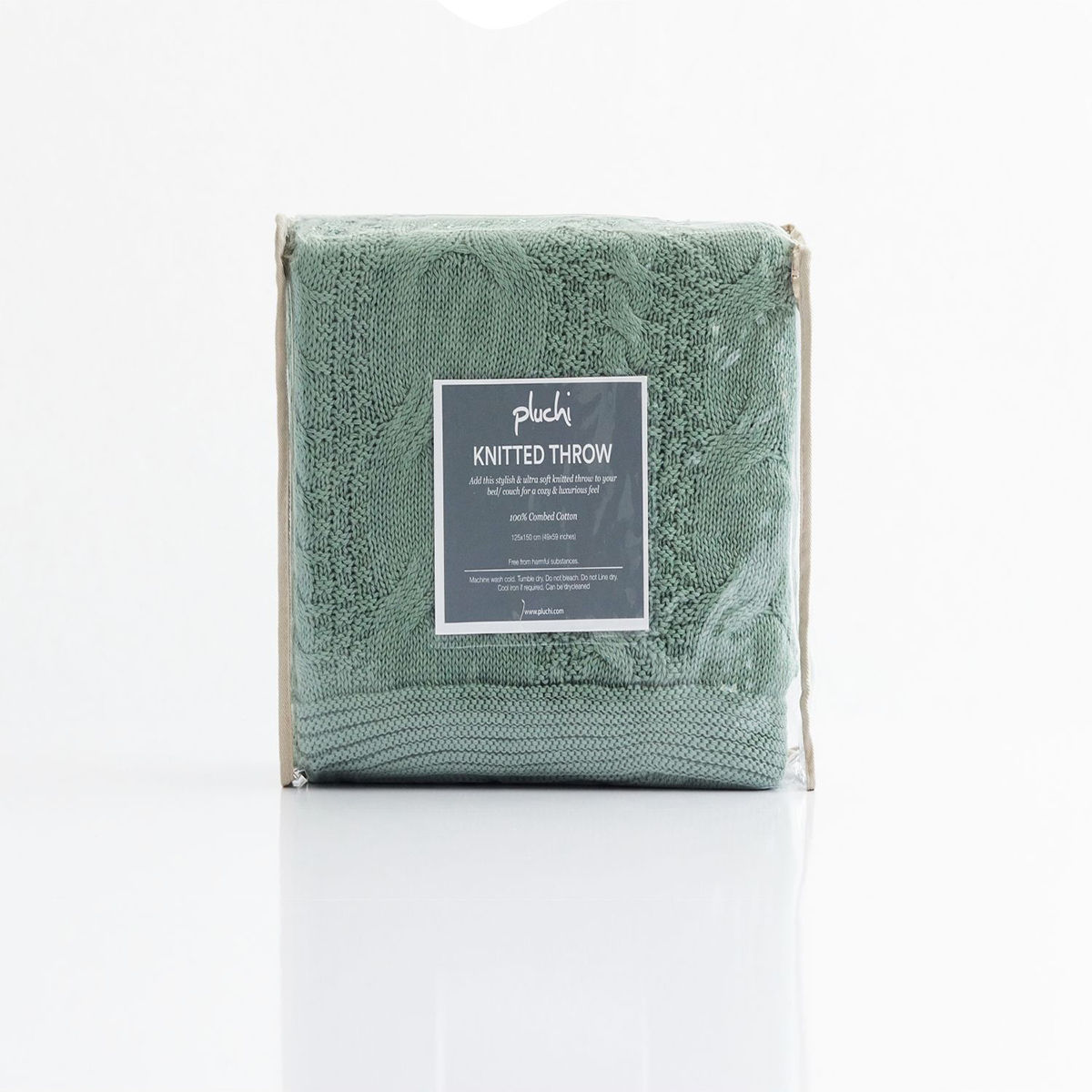 Buy PLUCHI Classical Throw Green Cotton Knitted All Season AC Throw ...