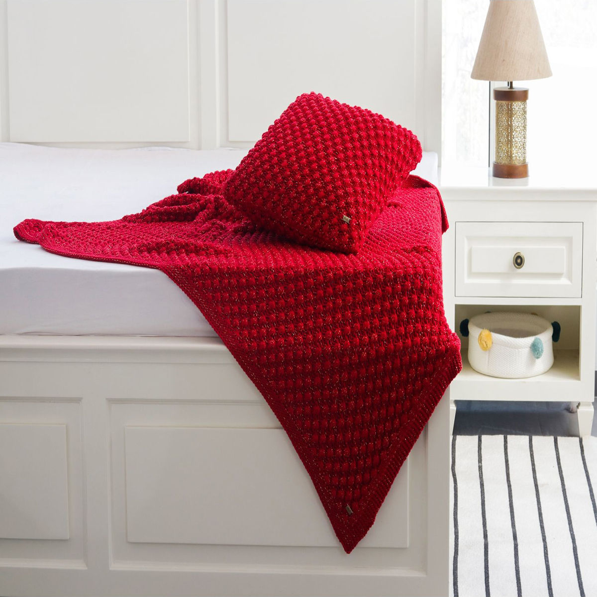 Buy PLUCHI Popcorn Red with Gold Metallic Yarn Cotton Knitted All ...