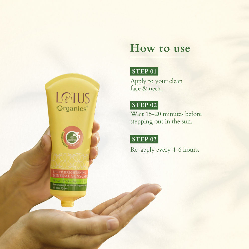 Buy Lotus Organics Sheer Brightening Mineral Sunscreen SPF 50 PA +++ Online