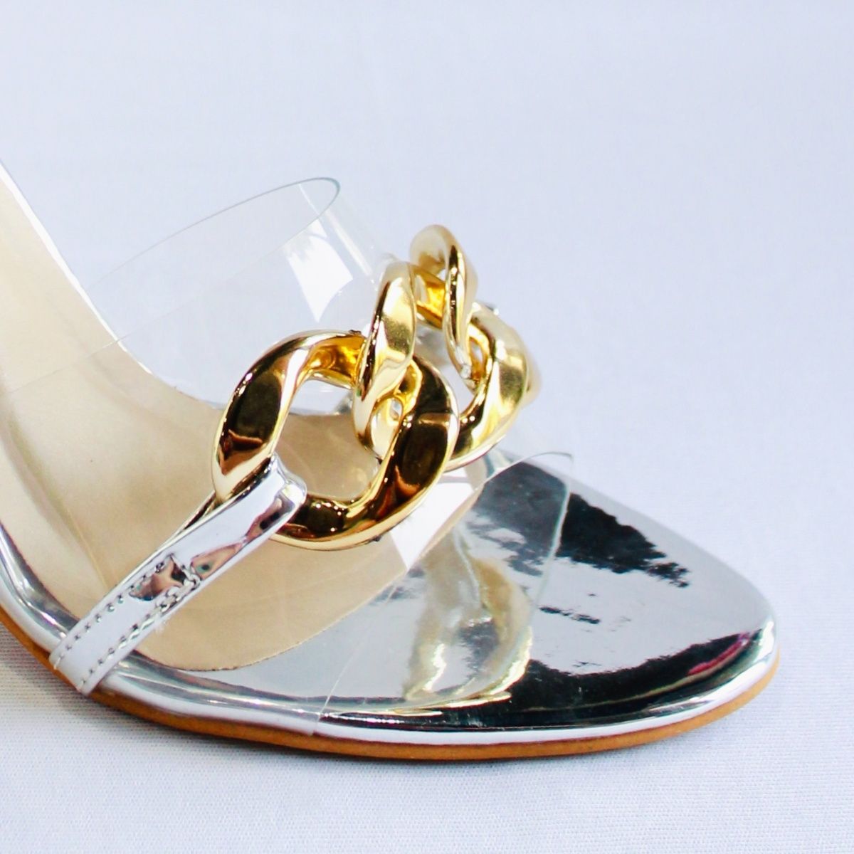 Dapper Feet See Through Chain Mules - Silver: Buy Dapper Feet See ...