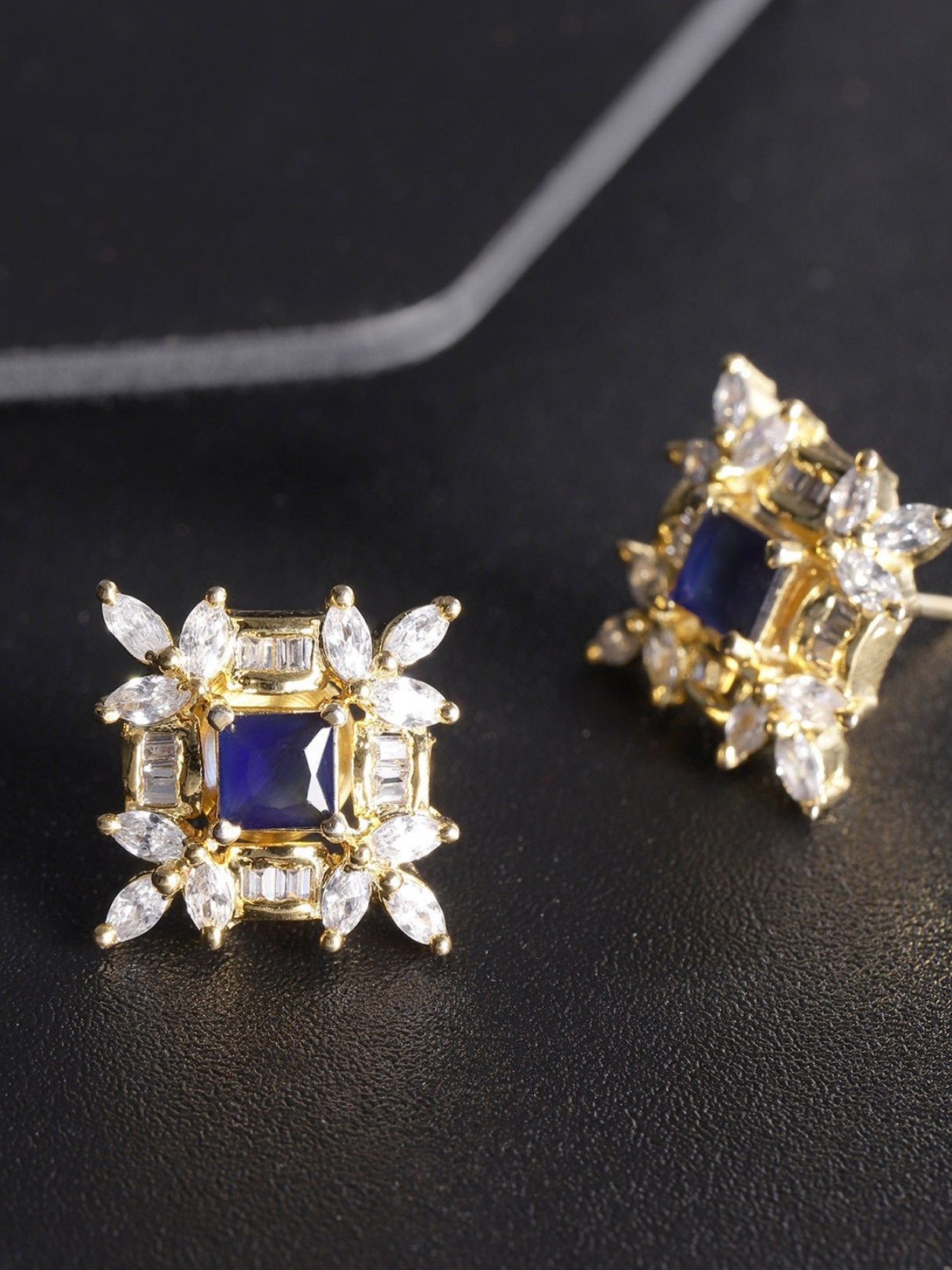 Priyaasi Navy Blue & Gold-Plated Geometric Studs: Buy Priyaasi Navy ...