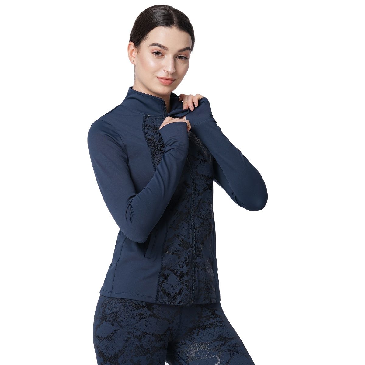 Buy Fitkin Blue Snake Print Slim Fit Active Jacket Online