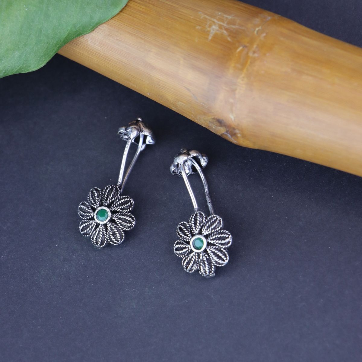 Buy I Jewels Silver Oxidised Ear cuff Bugadi Earrings -E3162G Online