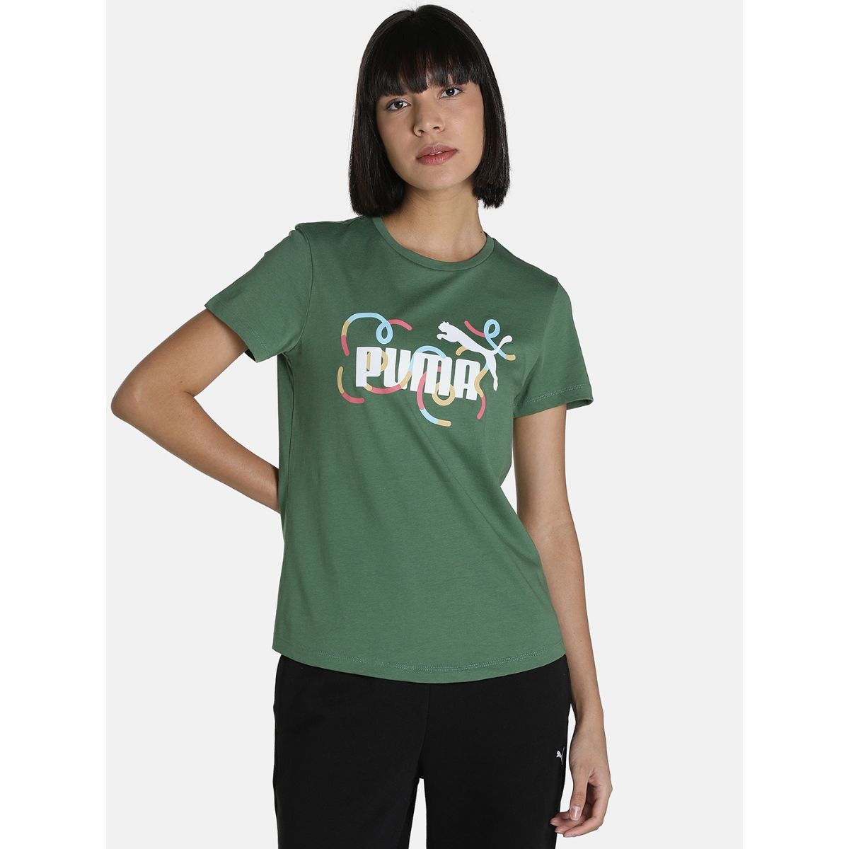 Puma Graphic 5 Women Green T-shirt: Buy Puma Graphic 5 Women Green T ...