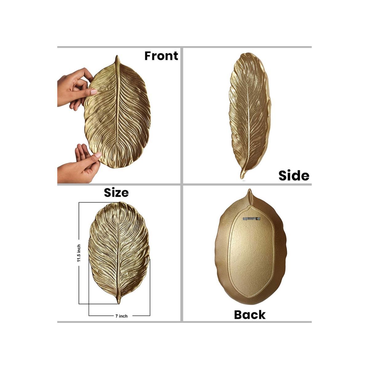 Buy Art Street Carved Brown Wooden Palm Leaves Decorative Mdf Plate ...