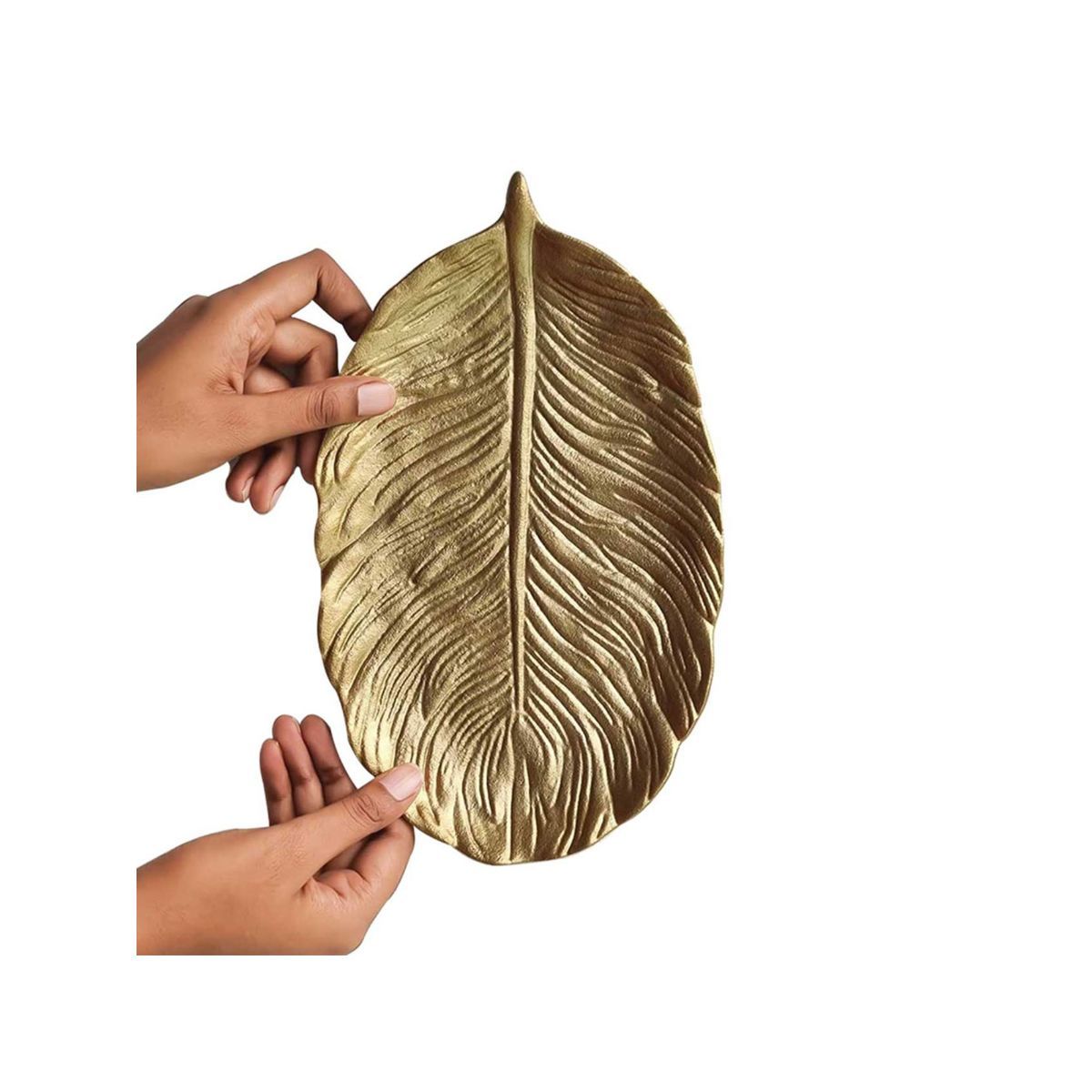 Buy Art Street Carved Brown Wooden Palm Leaves Decorative Mdf Plate ...
