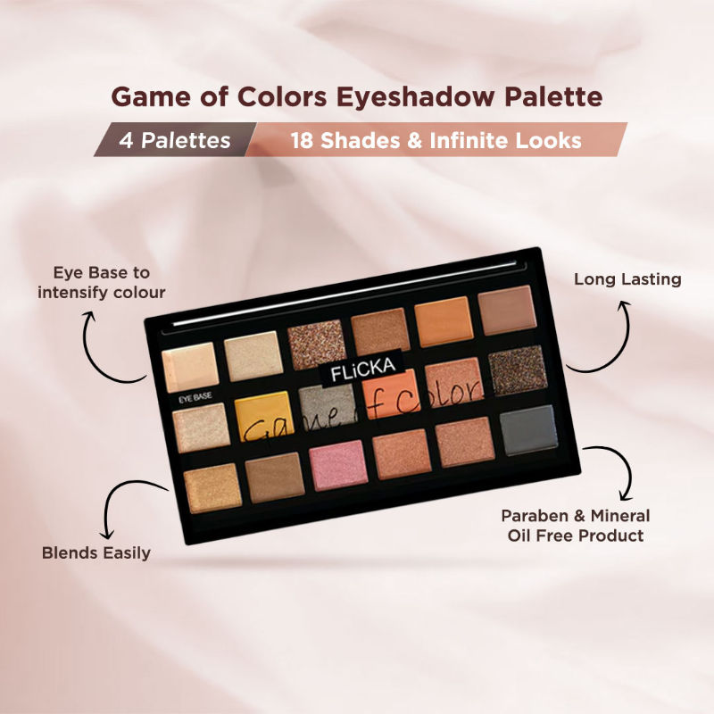Buy Flicka Game Of Colors Eyeshadow Palette With Eye Base Included Online