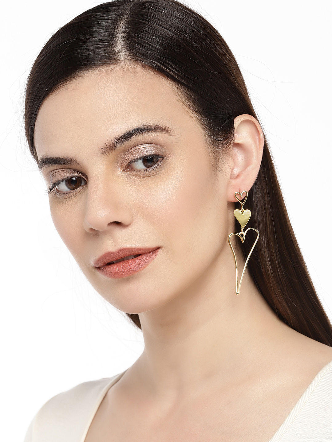 Fabula Gold Tone Three Heart Fashion Drop Earrings: Buy Fabula Gold ...