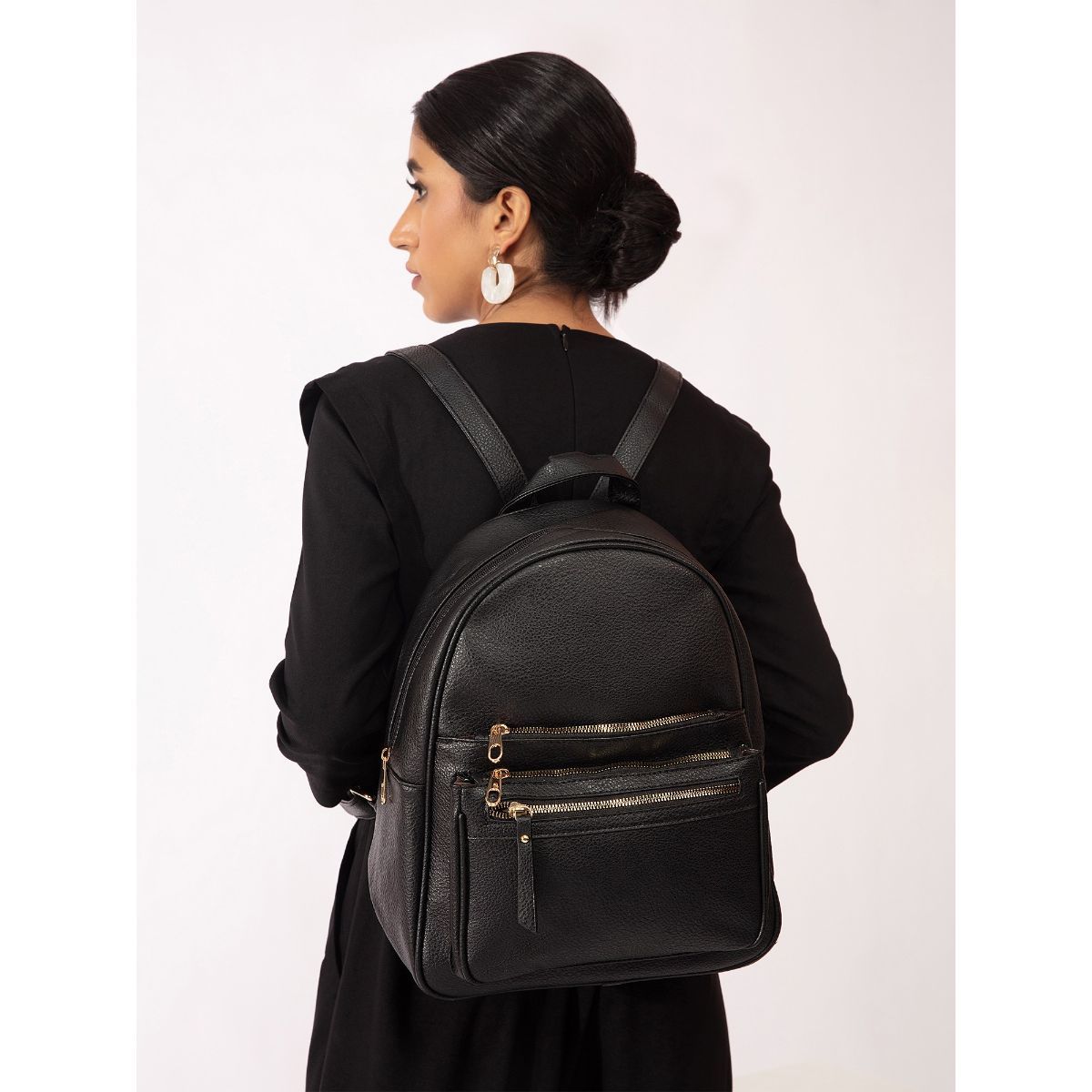Buy Twenty Dresses by Nykaa Fashion Black Textured Casual Backpack Online