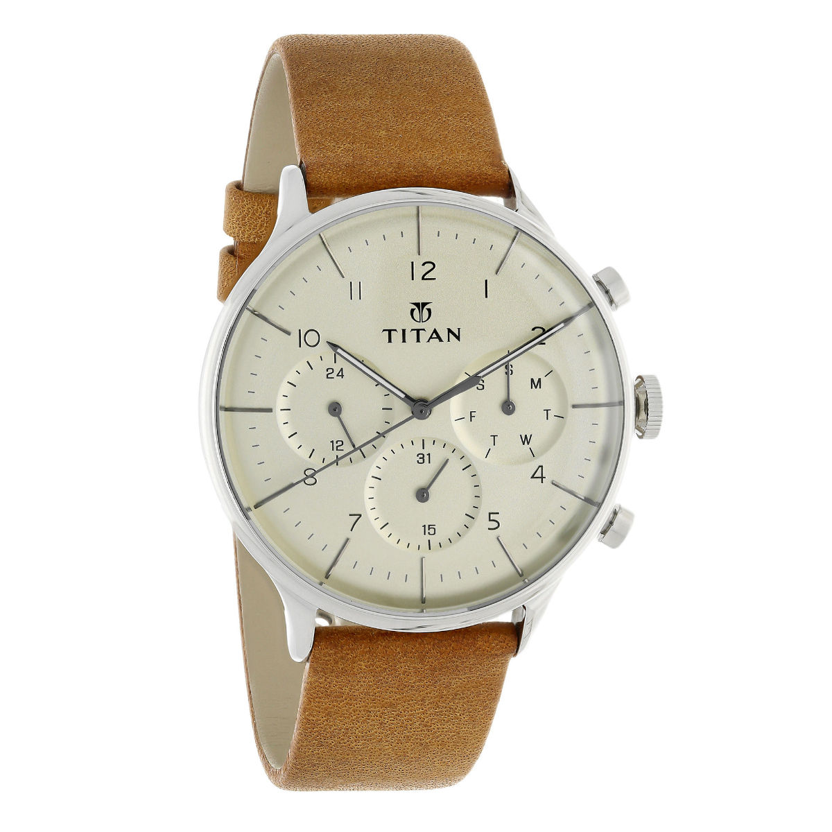 Buy Titan Off White Round Analog Watch 90102SL01 (Free Size) Online