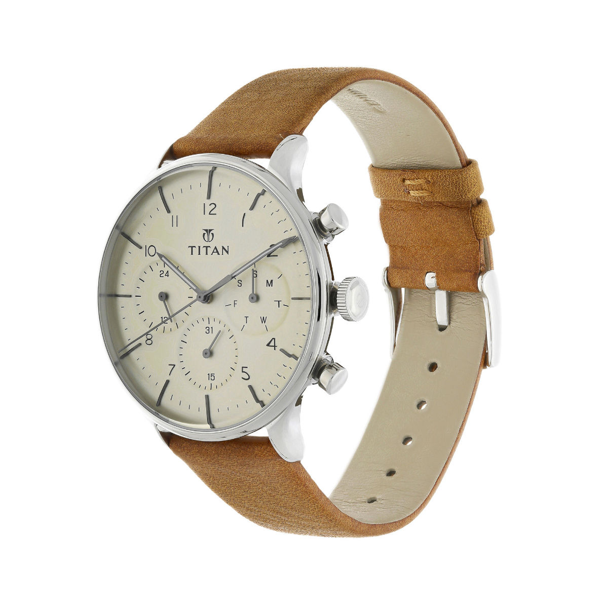 Buy Titan Off White Round Analog Watch 90102SL01 (Free Size) Online