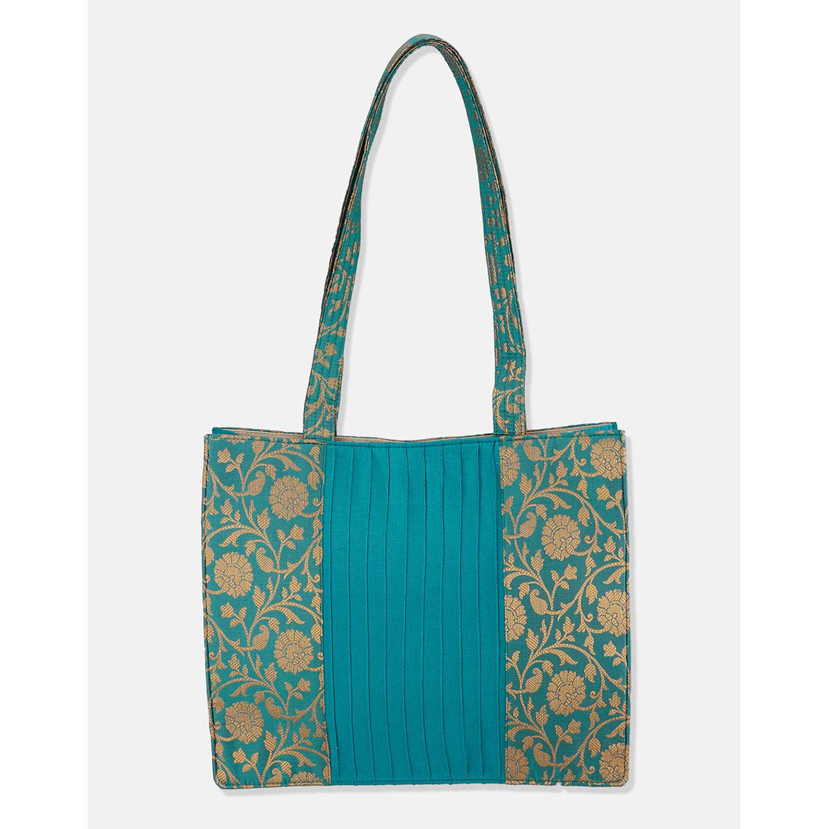 Buy Fabindia Blue Brocade Tote Bag (L) Online