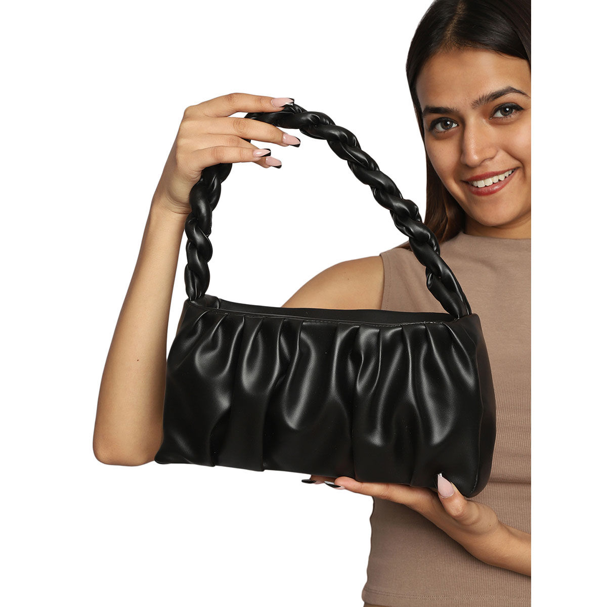Buy MINI WESST Black Solid Handheld Bag Online