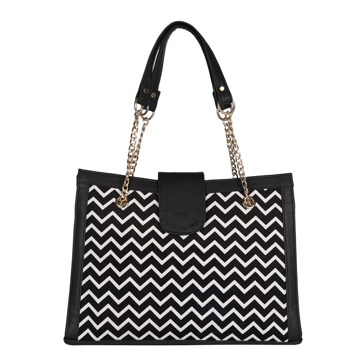 Buy MINI WESST Black And White Textured Tote Bag Online