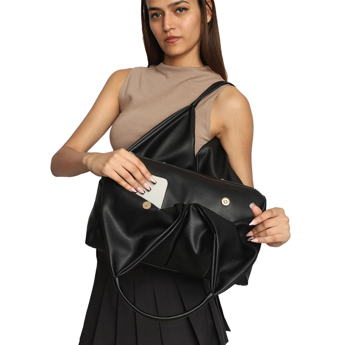 Buy MINI WESST Black Solid Handheld Bag Online