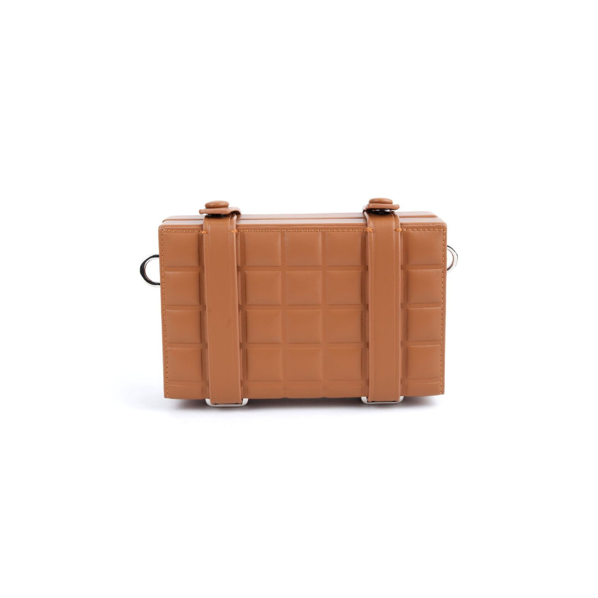 Buy Odette Tan Brown Suave Boxy Clutch Online