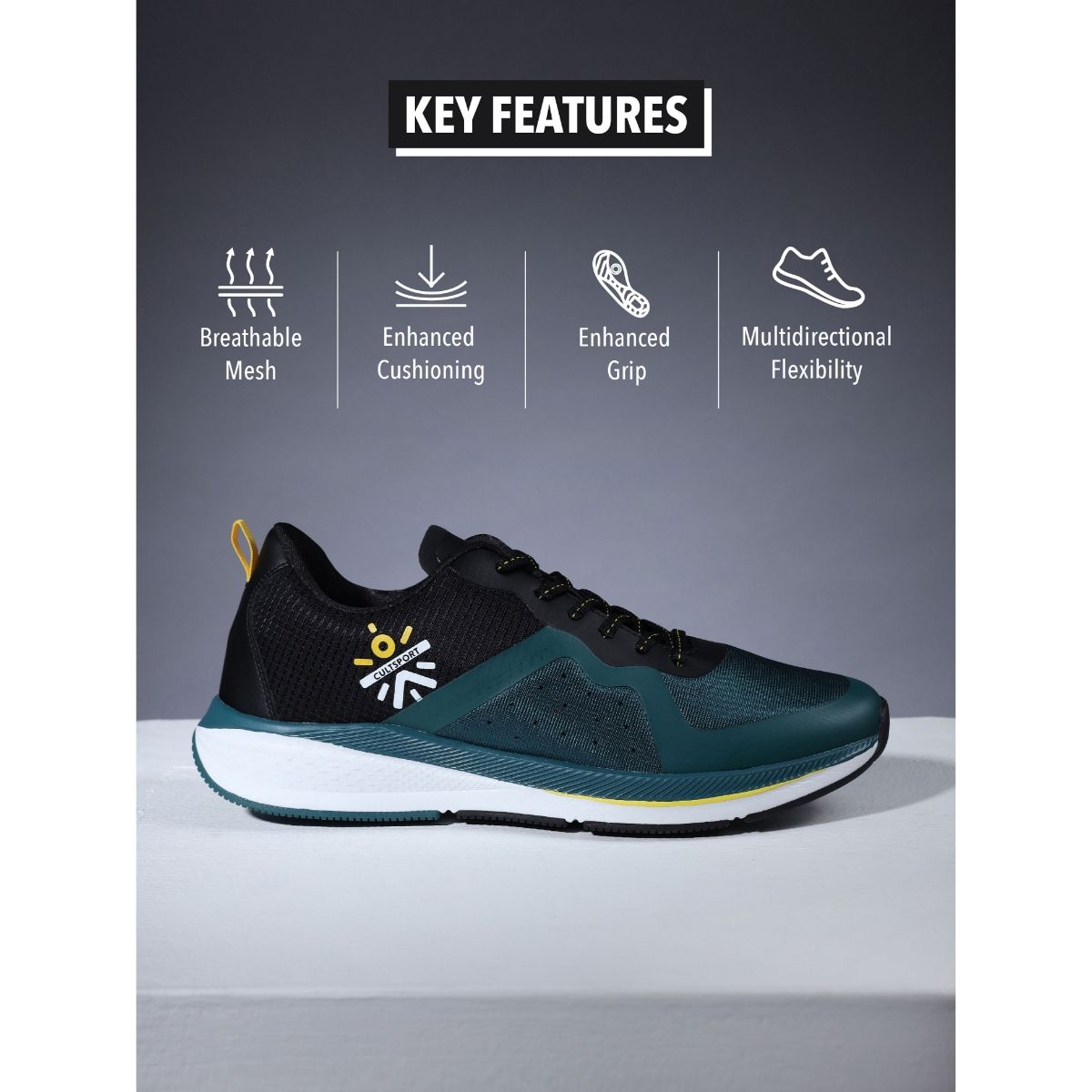 Buy CULT Men Mesh Speedster Teal Running Shoe Online