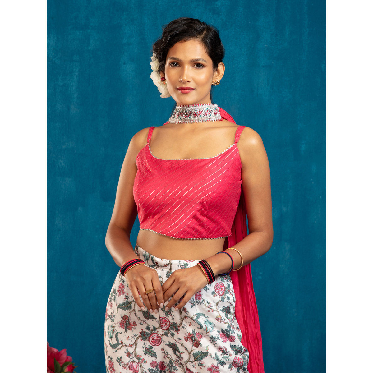 Gajra Gang by Nykaa Fashion Desert Dance Fuchsia Crop Top with Sharara ...
