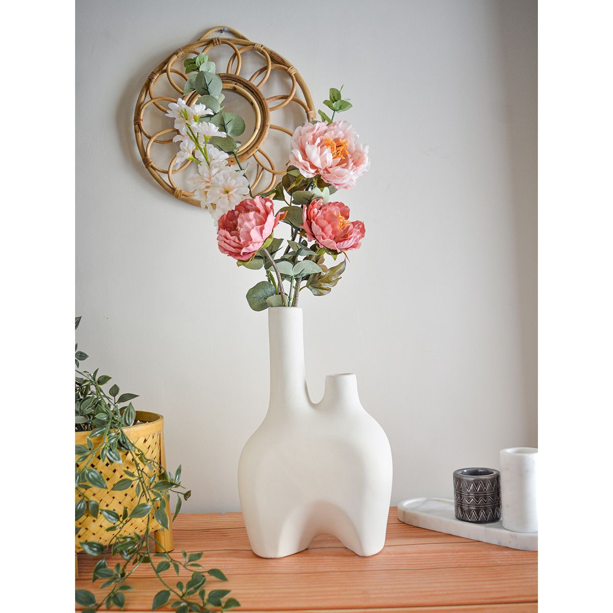 Buy Hollyhock White Camel Vase Online