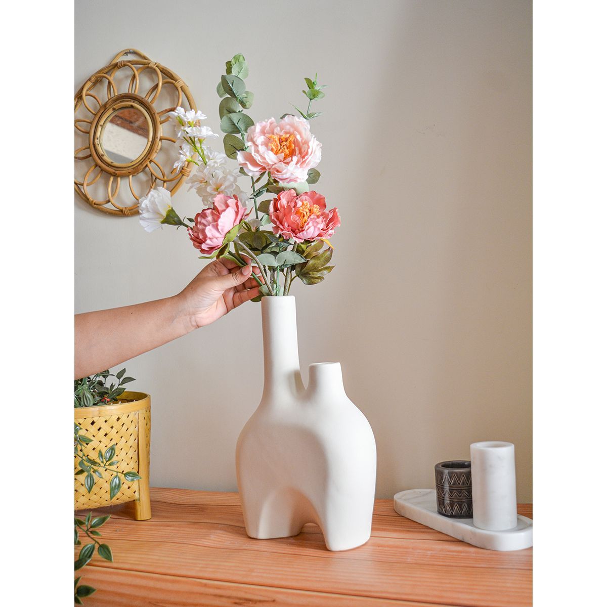 Buy Hollyhock White Camel Vase Online