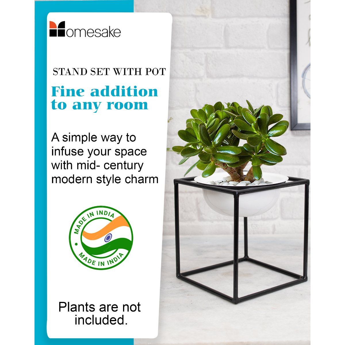 Buy Homesake Metal Planters Indoor 3 Pieces Cube Base Black Online