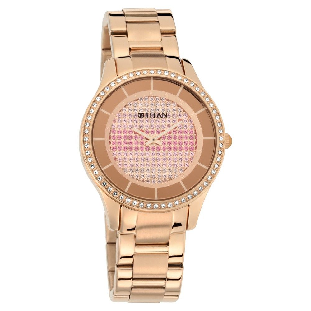 Buy Titan Girl Power in White Crystal Dial Stainless Steel Strap Watch ...