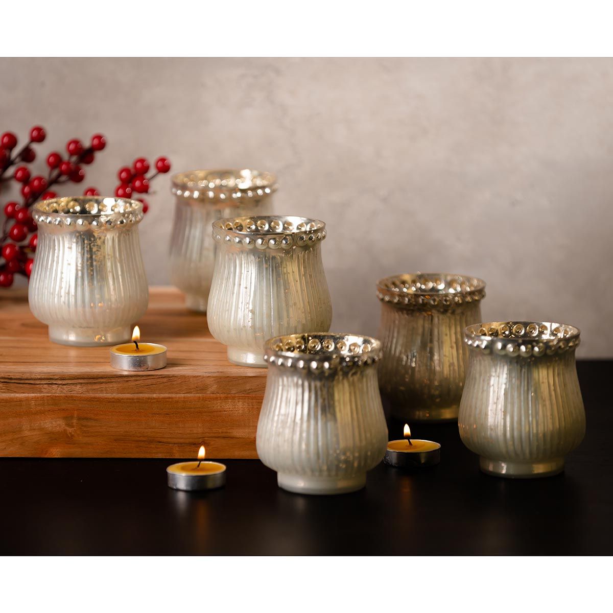 Buy SG Home Matki Glass Pearl Votives Hamper (Set of 6) Online