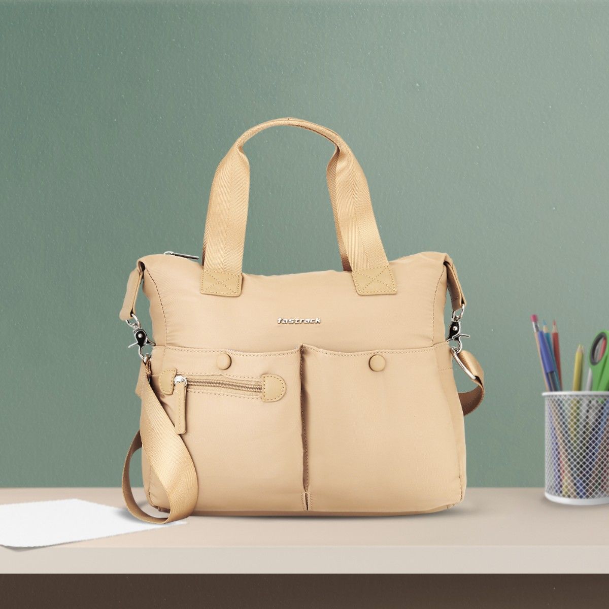 Buy Fastrack Parchment Beige Nylon Handbag (M) Online