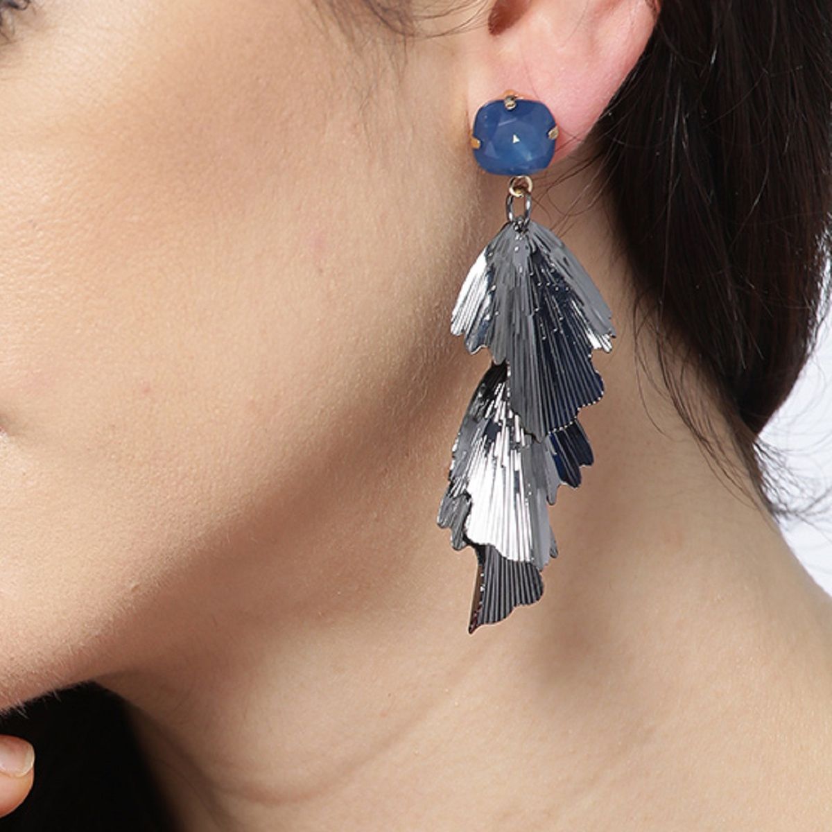 Buy Fabula Jewellery Metallic Silver & Deep Blue Crystal Party Fashion ...