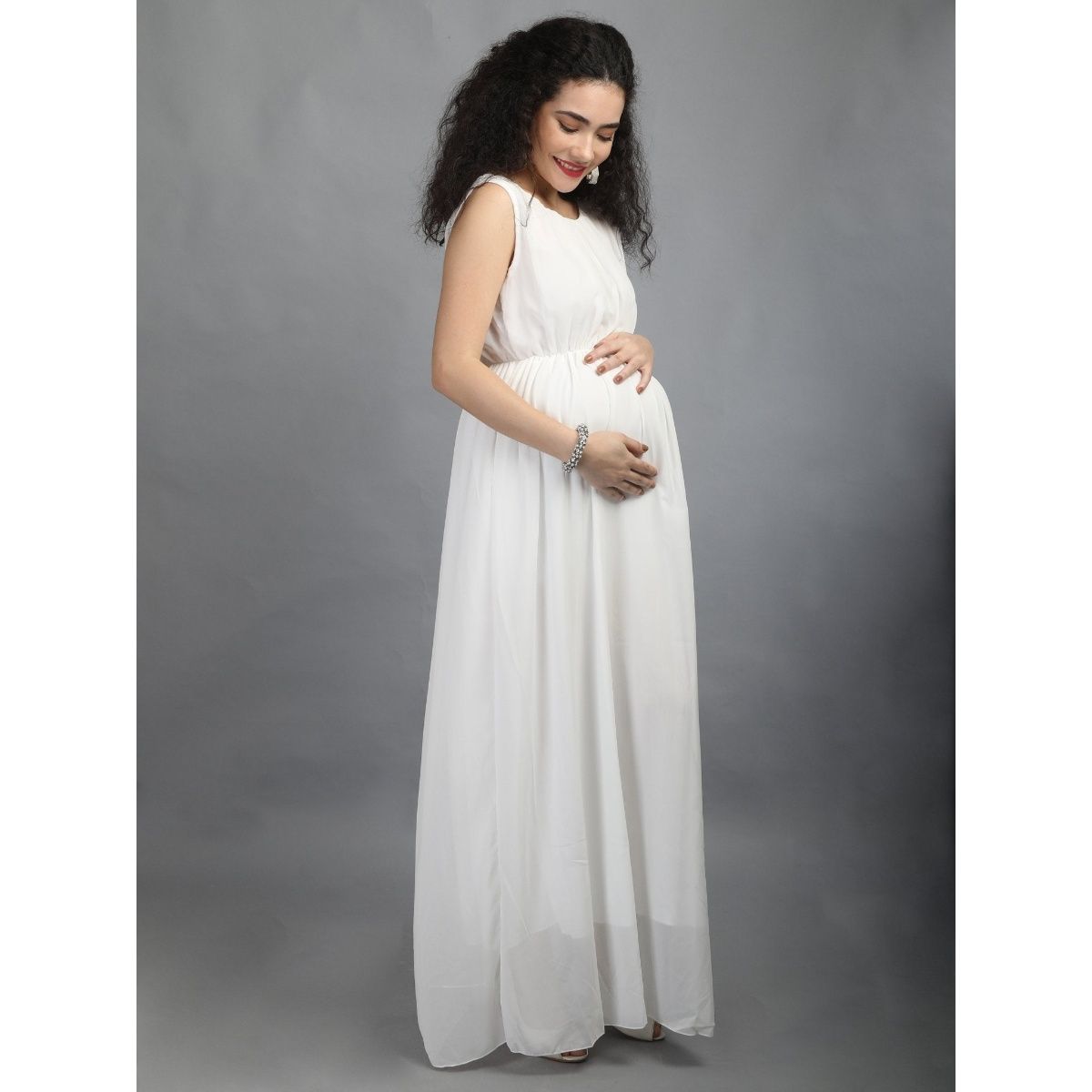 Buy The Mom Store Pure White Maternity Dress Online