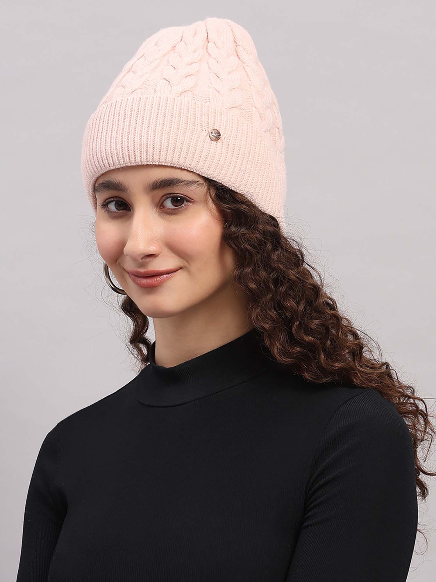 Buy Monte Carlo Pink Wool Blend Woven Beanie Online