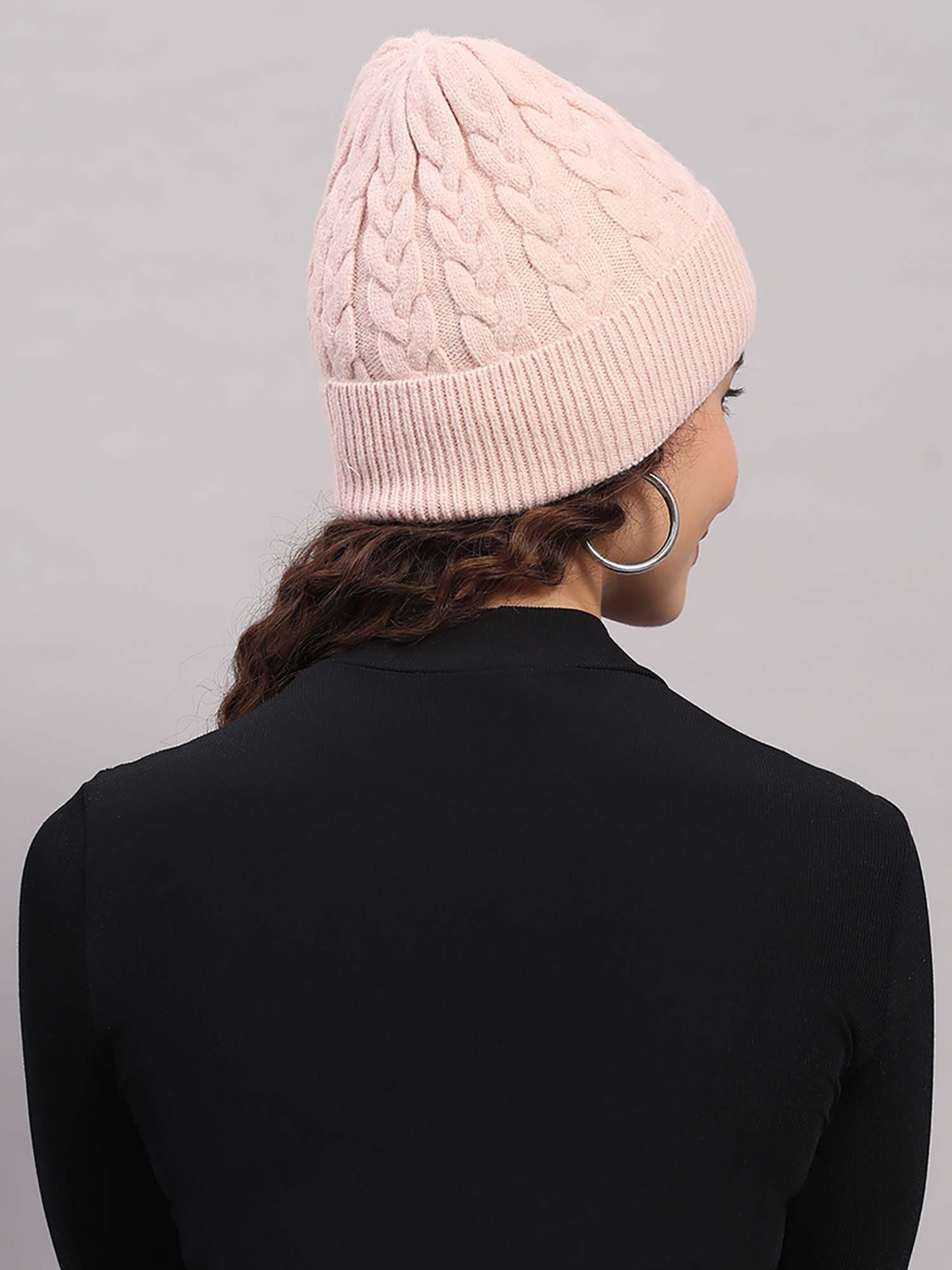 Buy Monte Carlo Pink Wool Blend Woven Beanie Online
