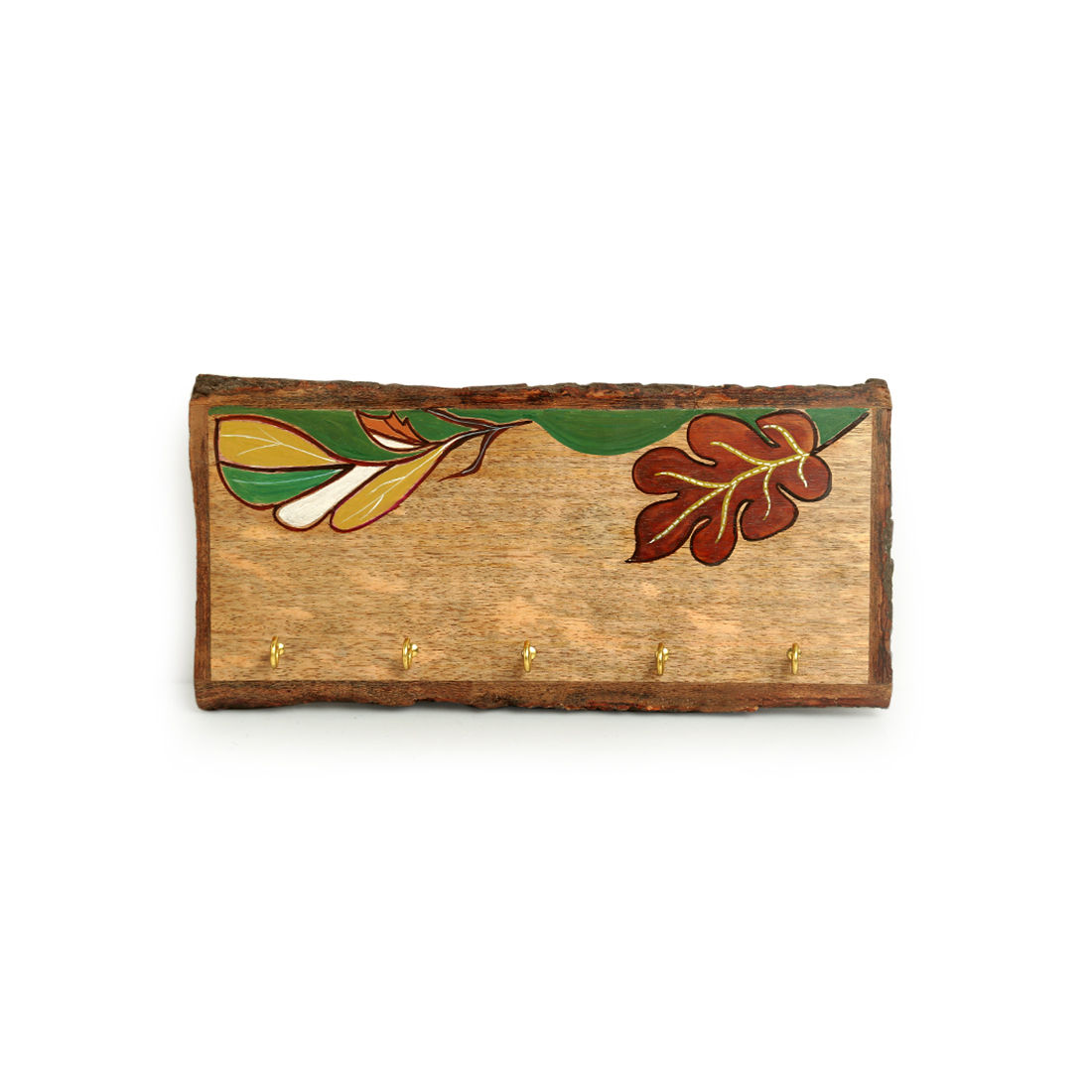 Buy ExclusiveLane Shades of a Leaf' Hand-Painted Key Holder In Mango ...