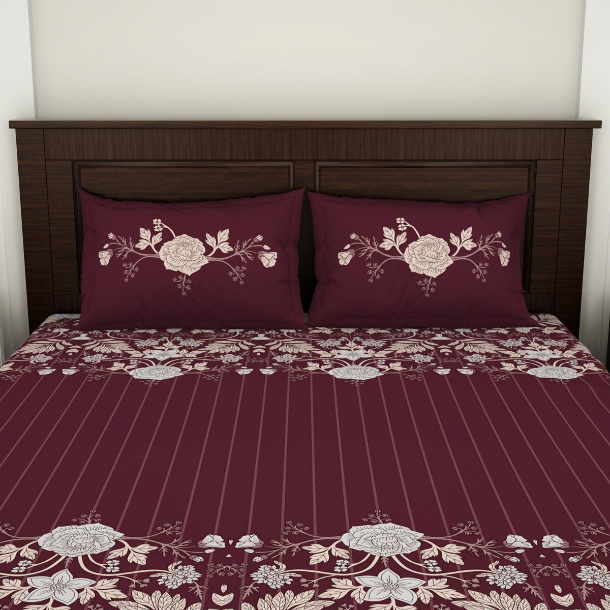 Buy SPACES Evoke 100% Cotton Fitted Sheet Merlot (King) Online