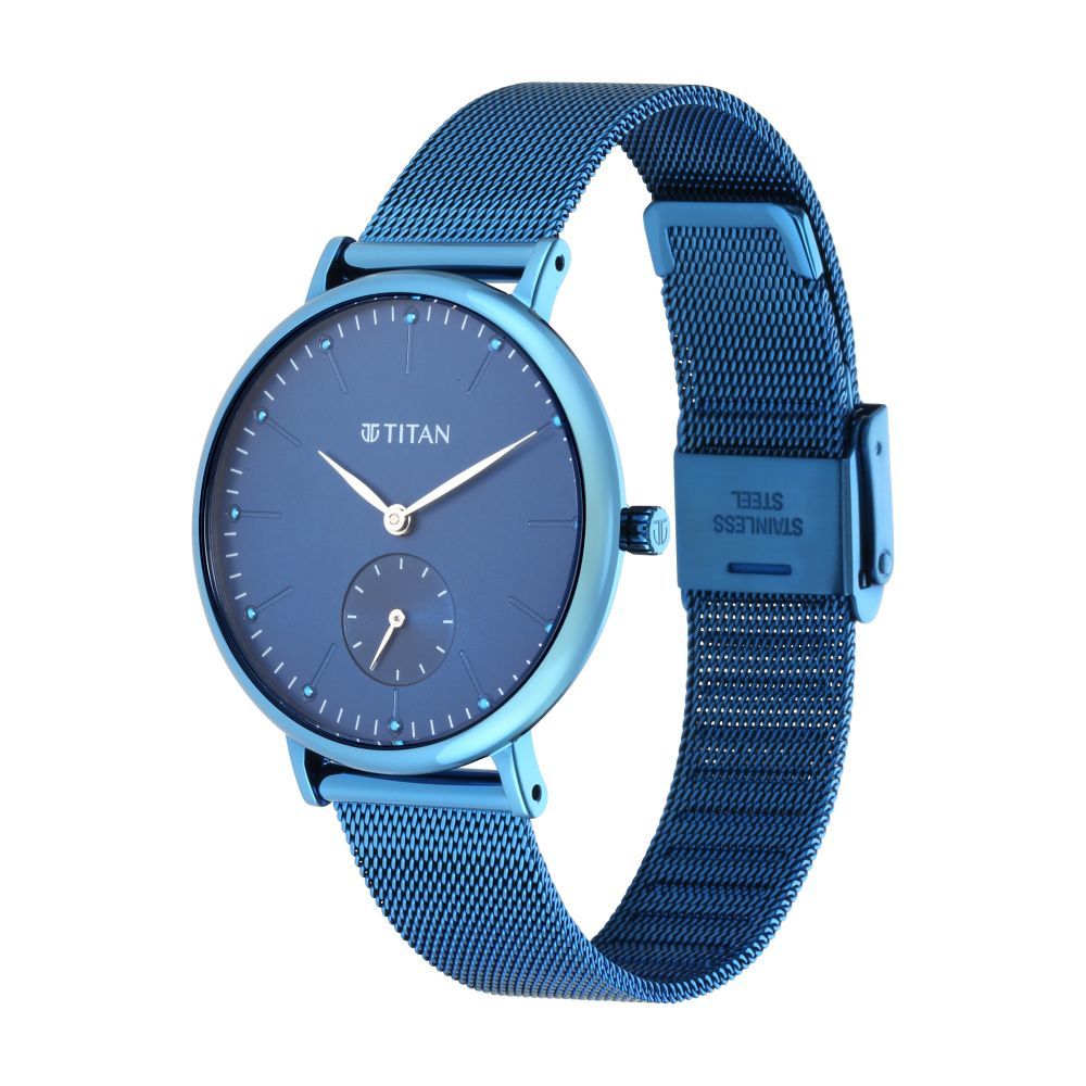 Buy Titan Ladies Slimline 95142QM01 Blue dial Analog Watch for Women ...