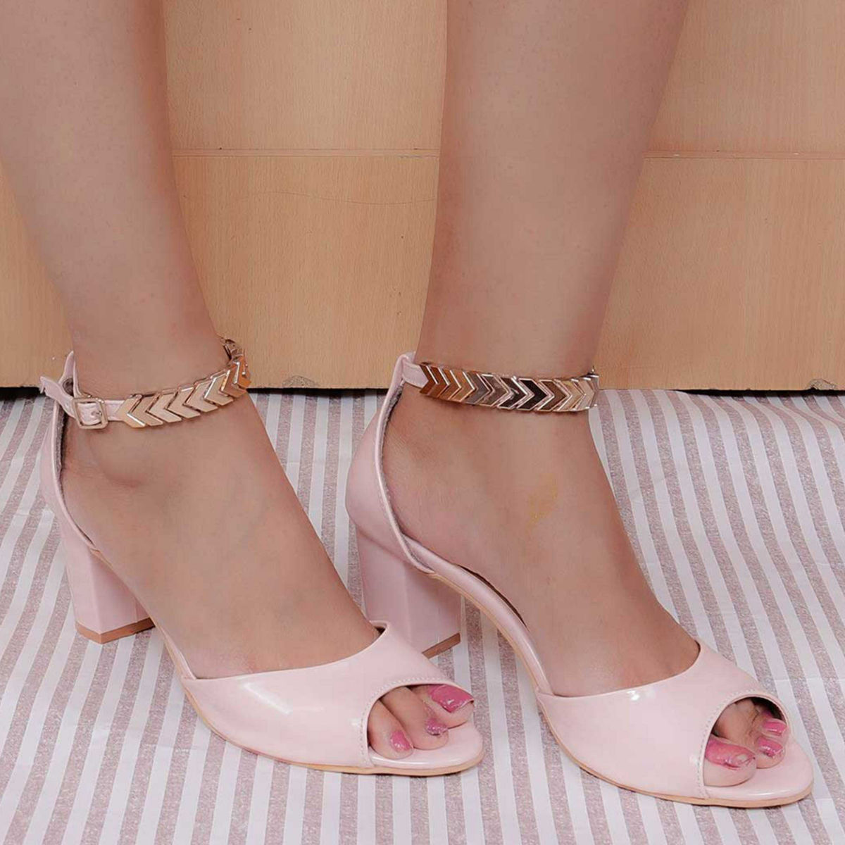 Shoetopia Women Pink Solid Peep Toes Heels: Buy Shoetopia Women Pink ...