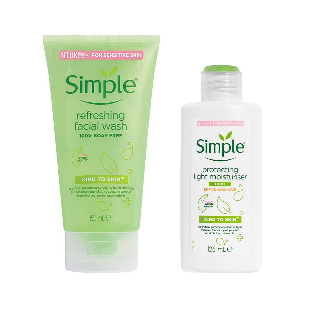 Simple Kind To Skin Refreshing Facial Wash + Protecting Light ...