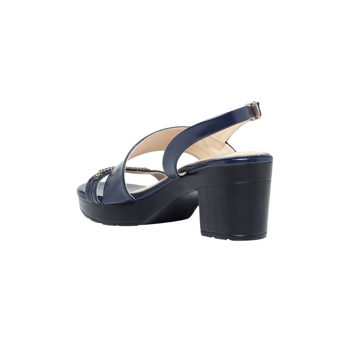 Buy Monrow Solid Or Plain Navy Blue Block Heels Online