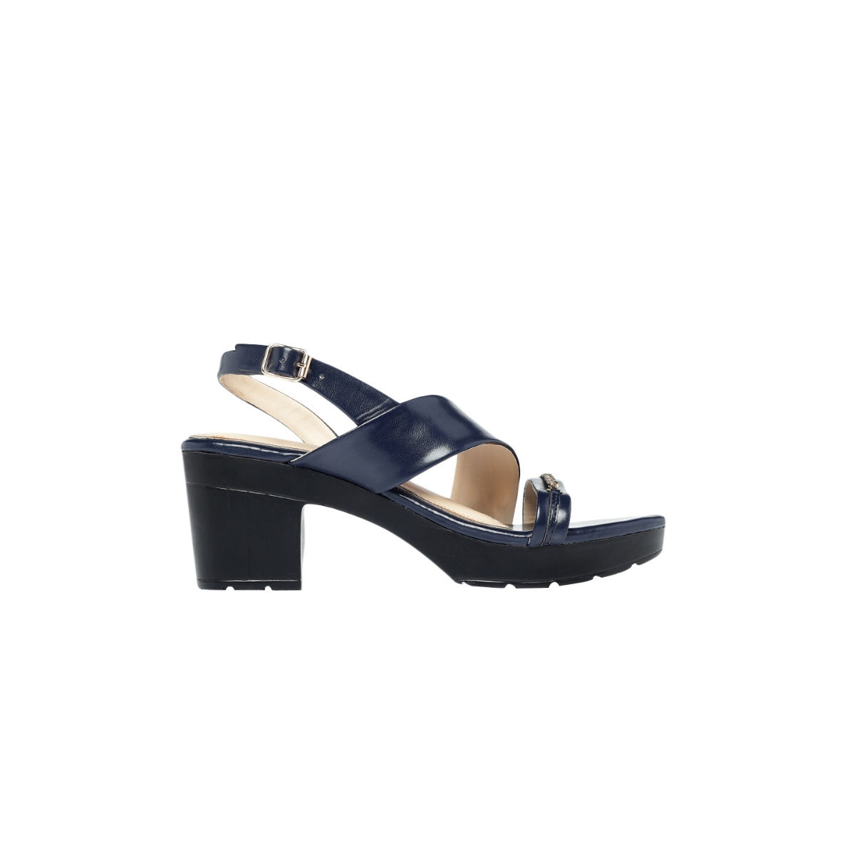 Buy Monrow Solid Or Plain Navy Blue Block Heels Online