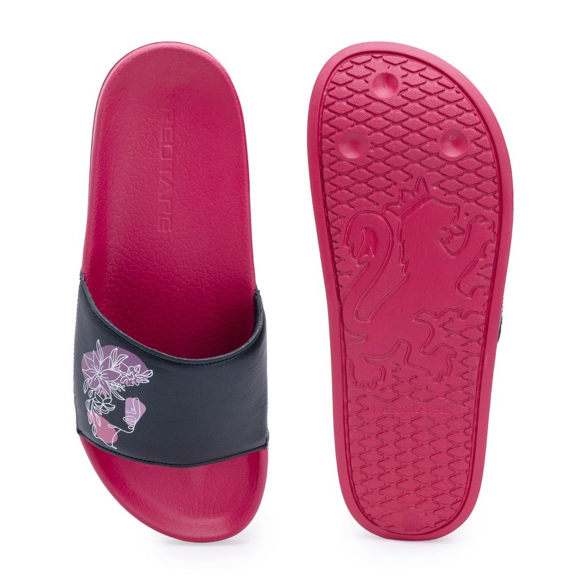 Buy Red Tape Women Printed Pink Sliders Online