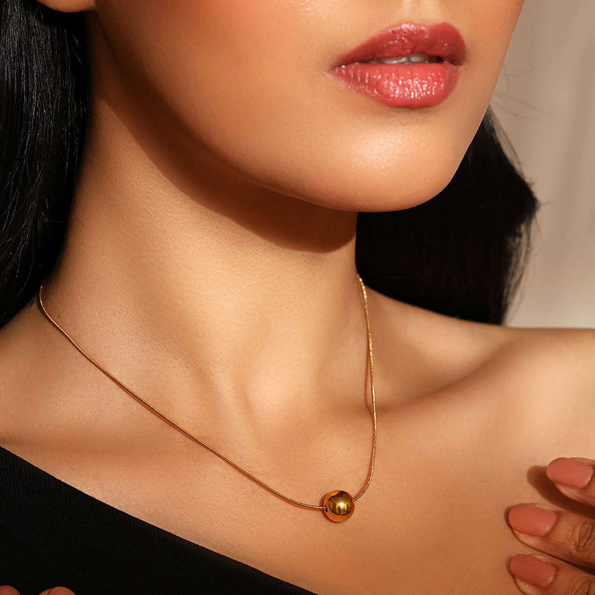 Buy PRITA Ball Locket Gold Plated Simple Necklace Online