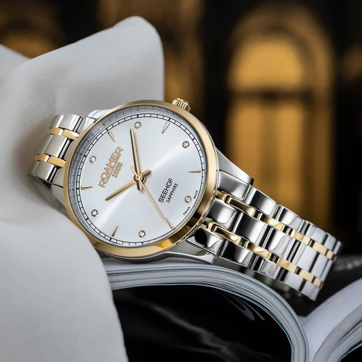Buy Roamer Seehof Swiss Made Cz Silver Round Dial Womens Watch - 509847 ...