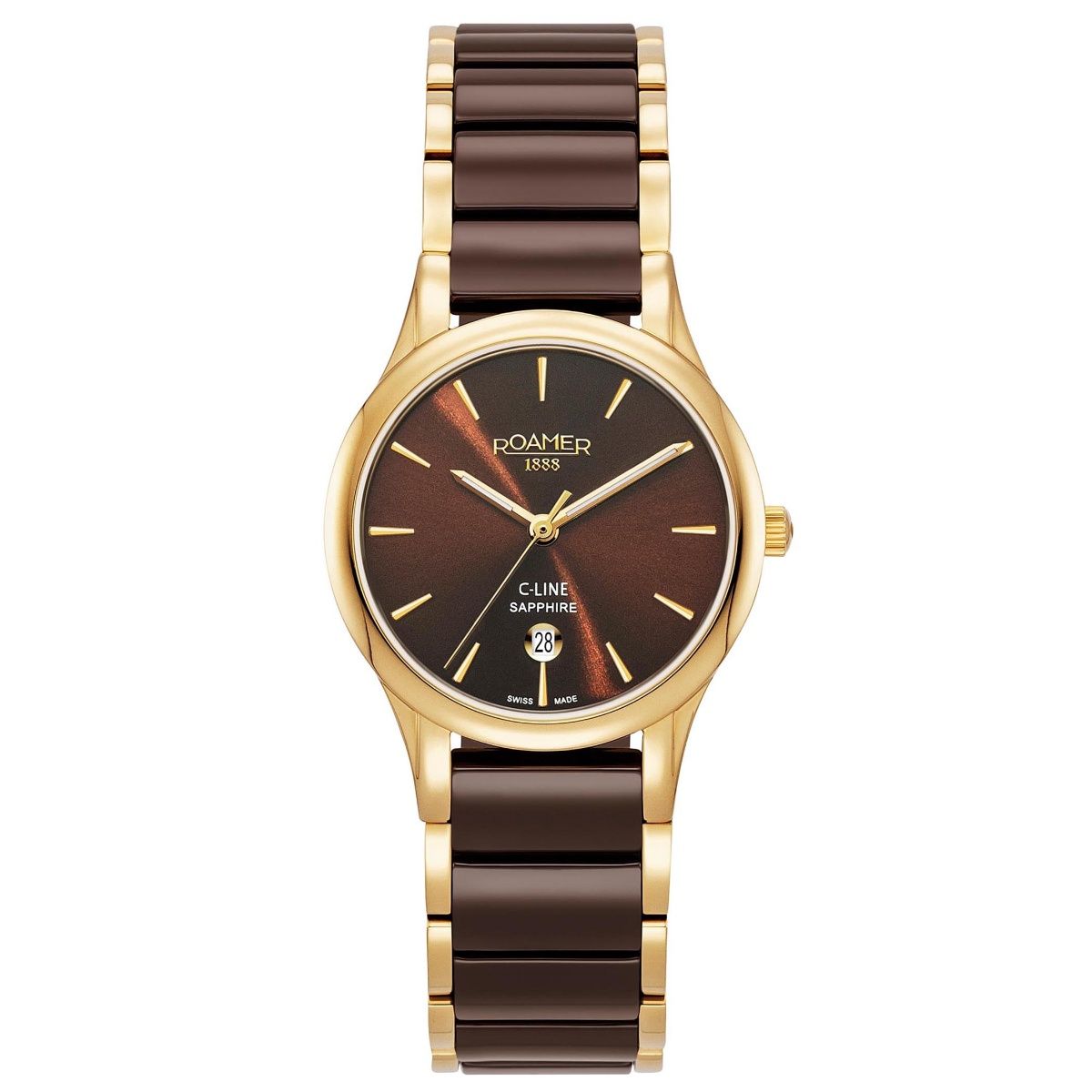 Buy Roamer C-Line Swiss Made Brown Round Dial Womens Watch - 658844 48 ...